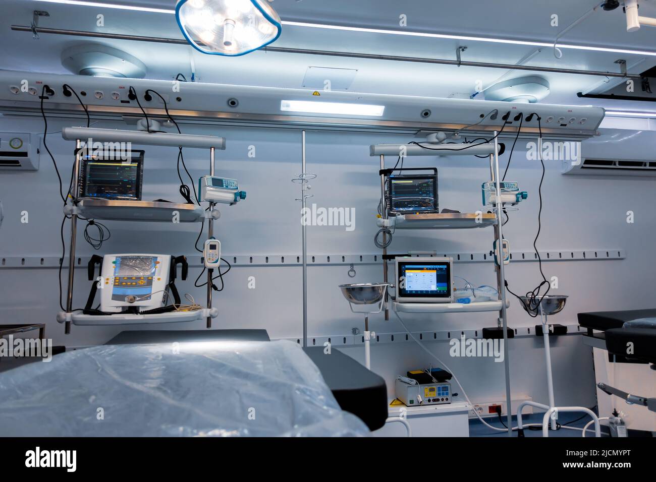Mobile mobile hospital with sliding module. Interior of a new military ...