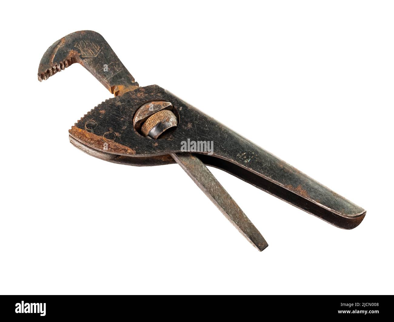 Old rusty adjustable wrench isolated on white Stock Photo - Alamy