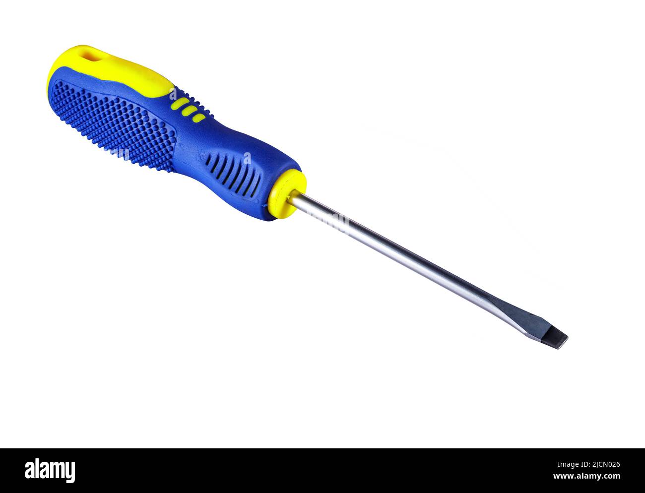 Yellow blue screwdriver isolated on white background Stock Photo - Alamy