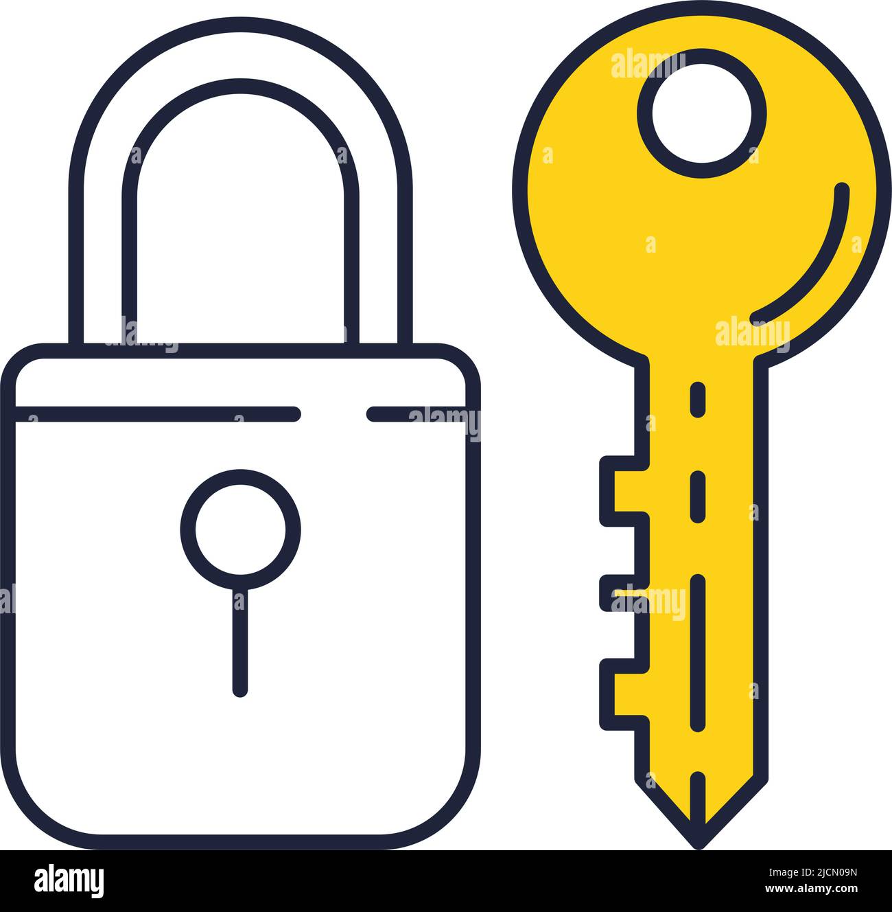 Lock and key vector icon. Closed padlock symbol. Web privacy line sign. Safety and secret access ...