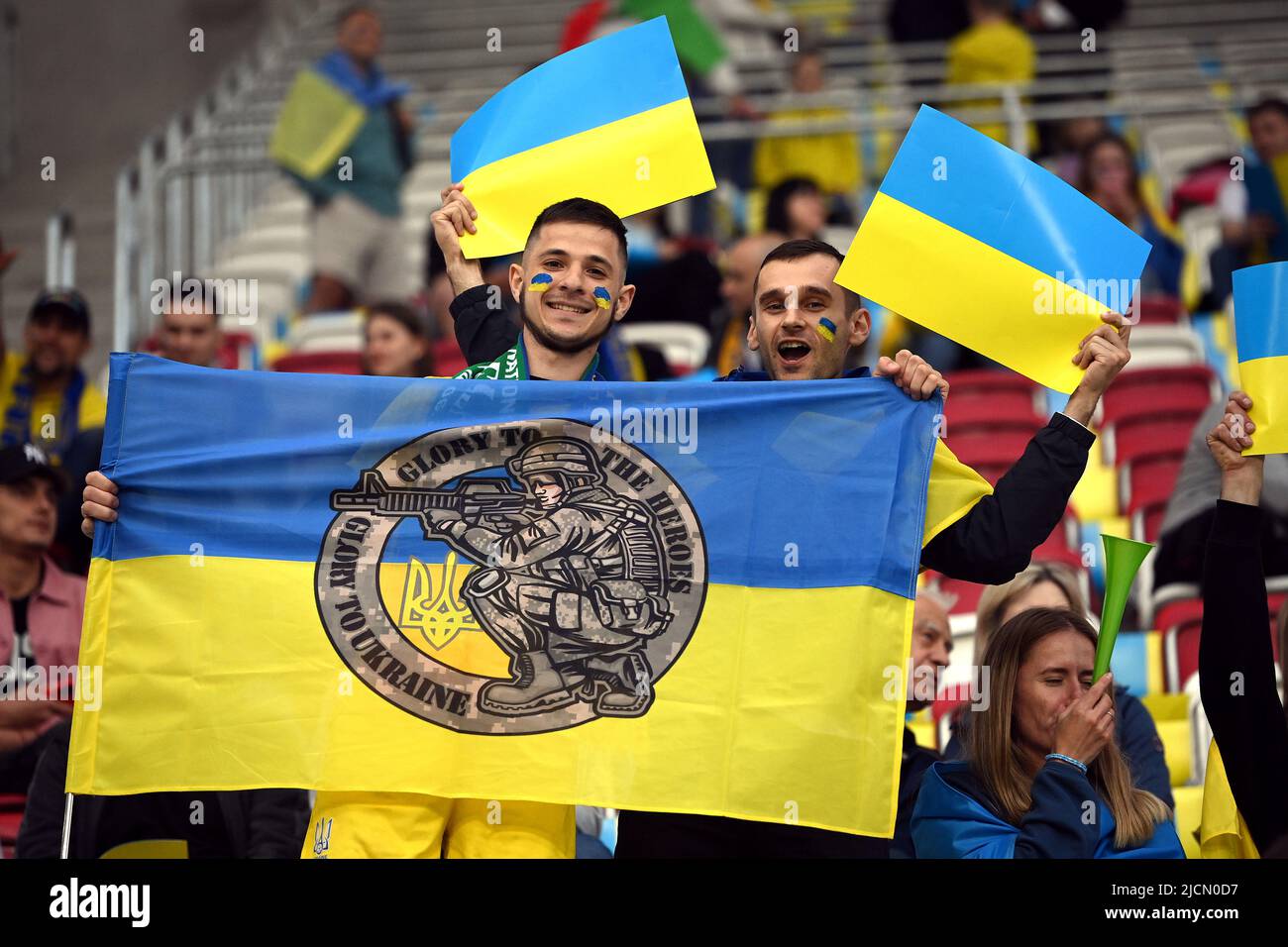 Ukraine fans in the stands during the UEFA Nations League match at the ...