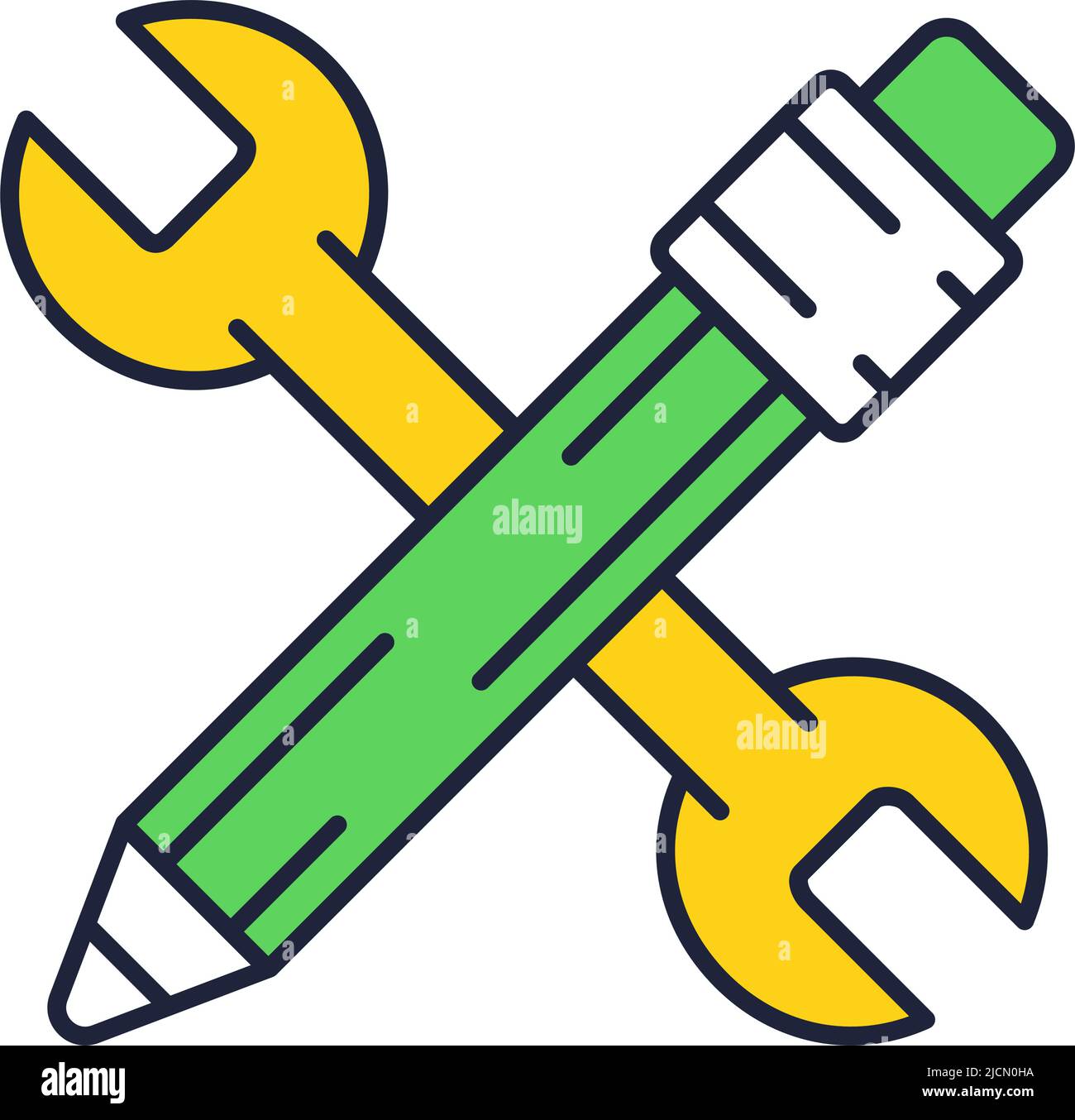 Pencil crossed with wrench icon vector symbol illustration. Repair ...