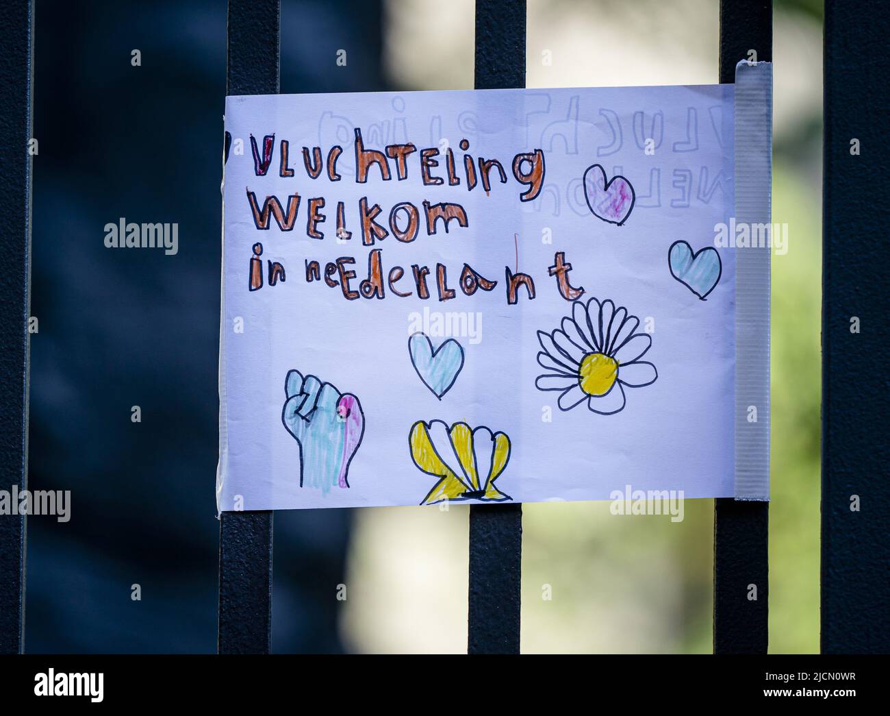 2022-06-14 19:01:54 THE HAGUE - Protesters on a folding chair during a ...