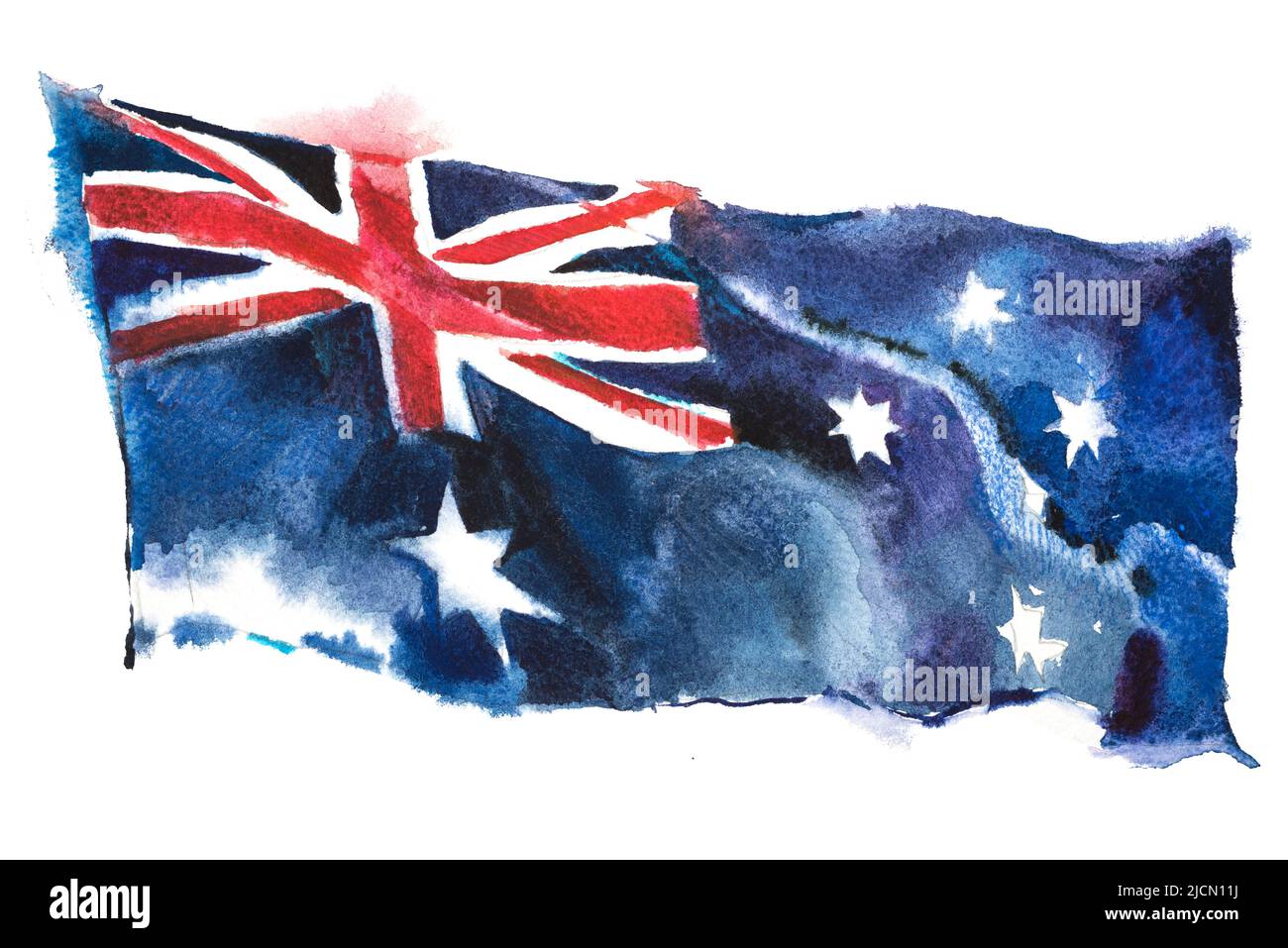 Australia, Australian flag. Hand drawn watercolor illustration Stock ...