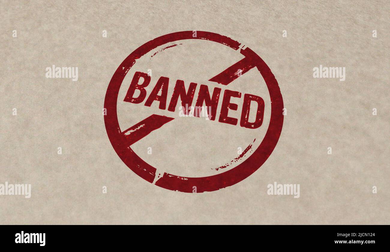 Banned stamp icons in few color versions. Ban, restricted and prohibited symbol concept 3D ...