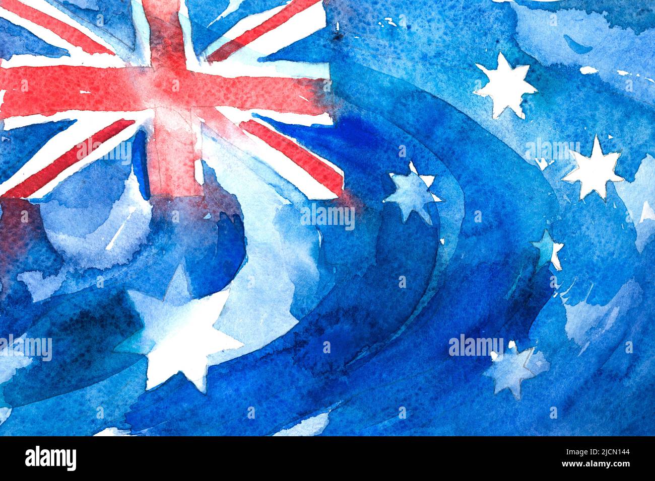 Australia, Australian flag. Hand drawn watercolor illustration Stock ...