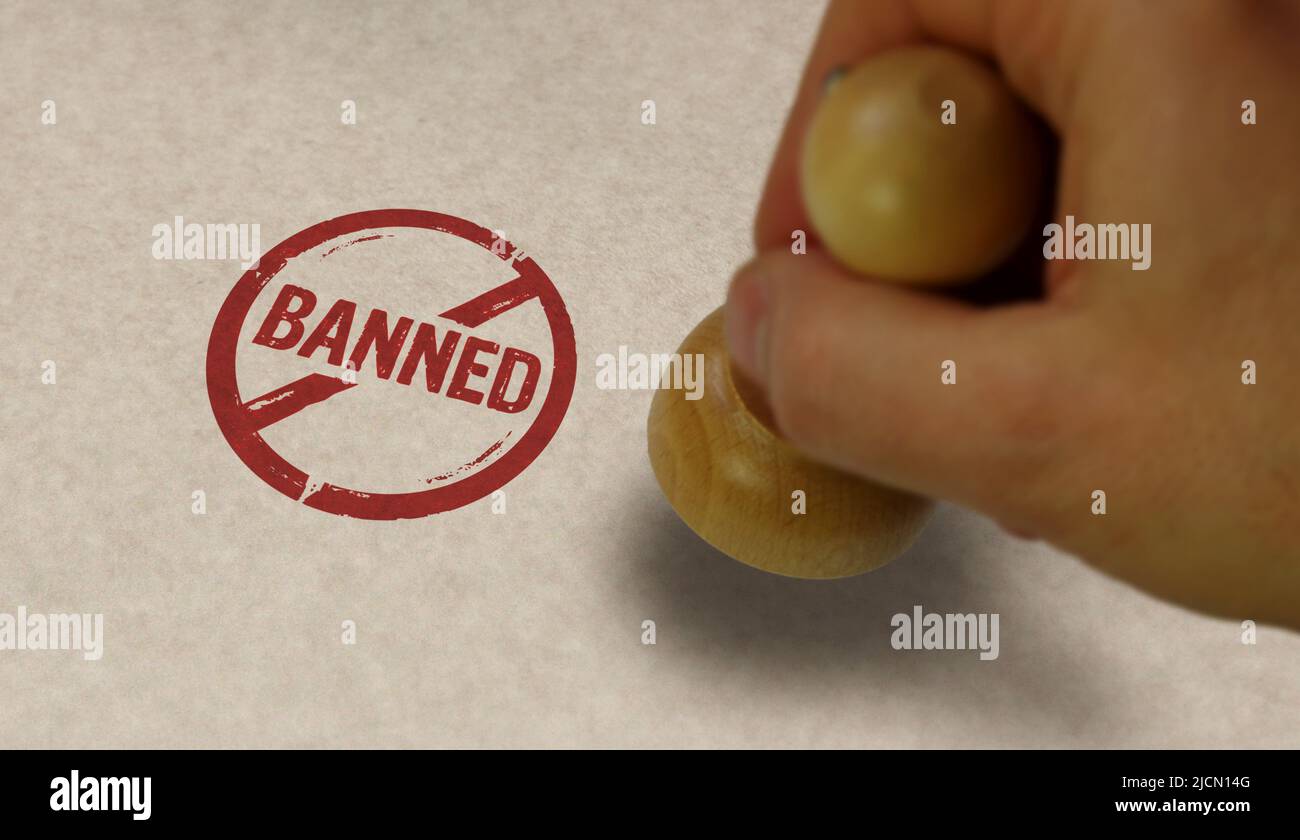 Banned stamp and stamping hand. Ban, restricted and prohibited symbol ...