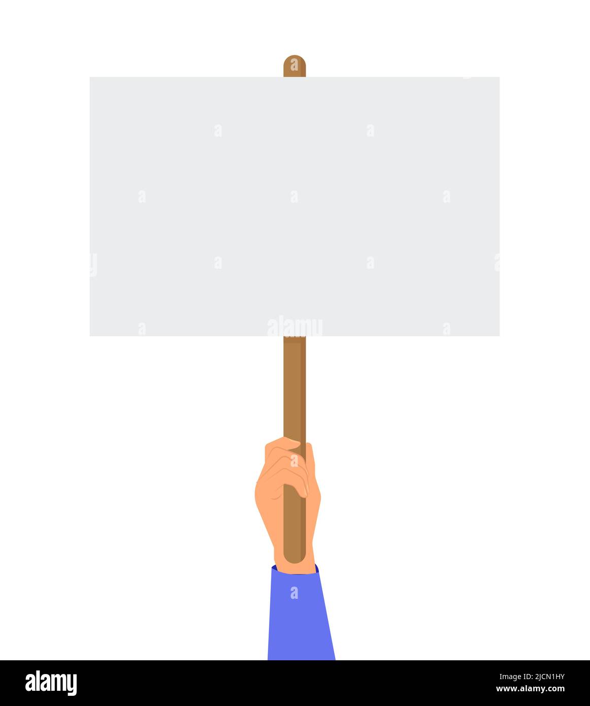 Empty sign in hand. Hands holding blank protest poster. Cartoon vector ...