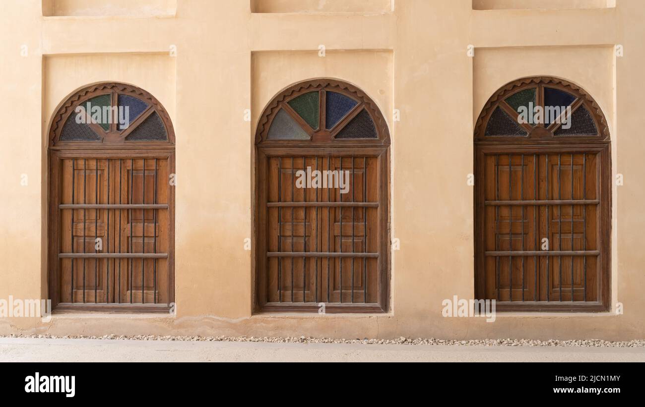 doha, qatar- June 06,2022 :traditional qatari house exterior at the ...