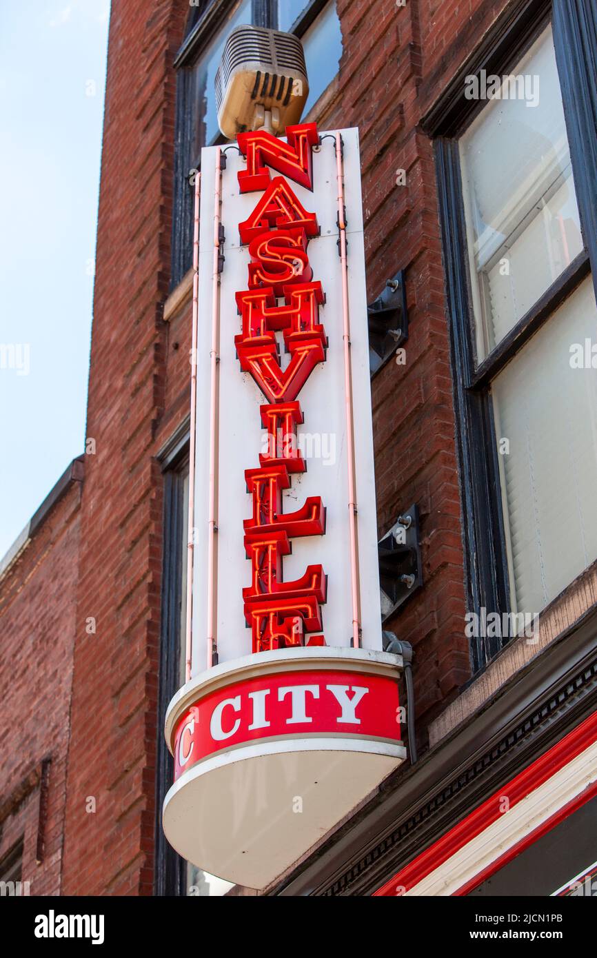 Nashville City sign on Broadway in Nashville, Tennessee on May 30th ...