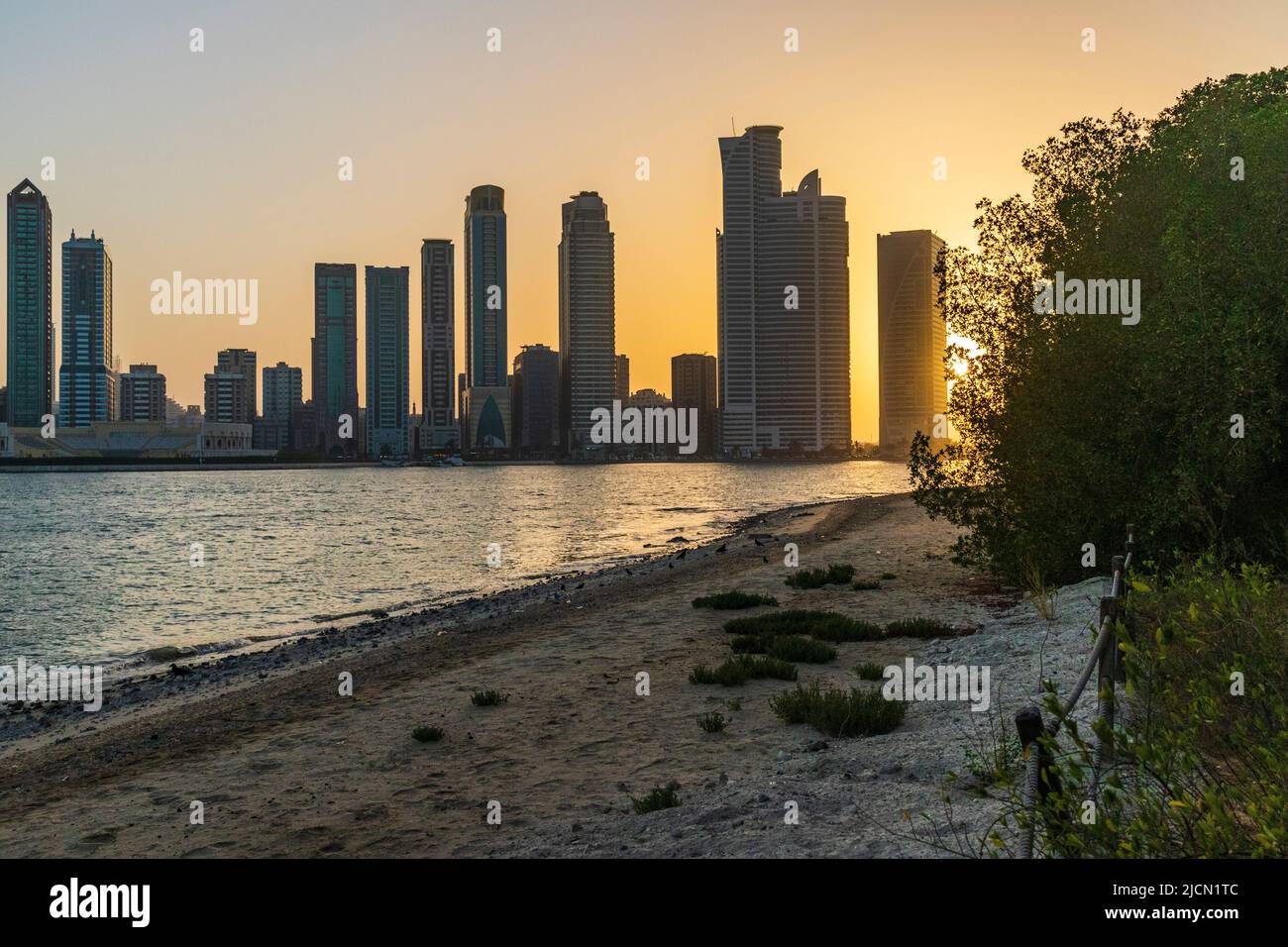 Sharjah, UAE - 02.06.2021 - Waterfront in Al Khan area of Sharjah ...