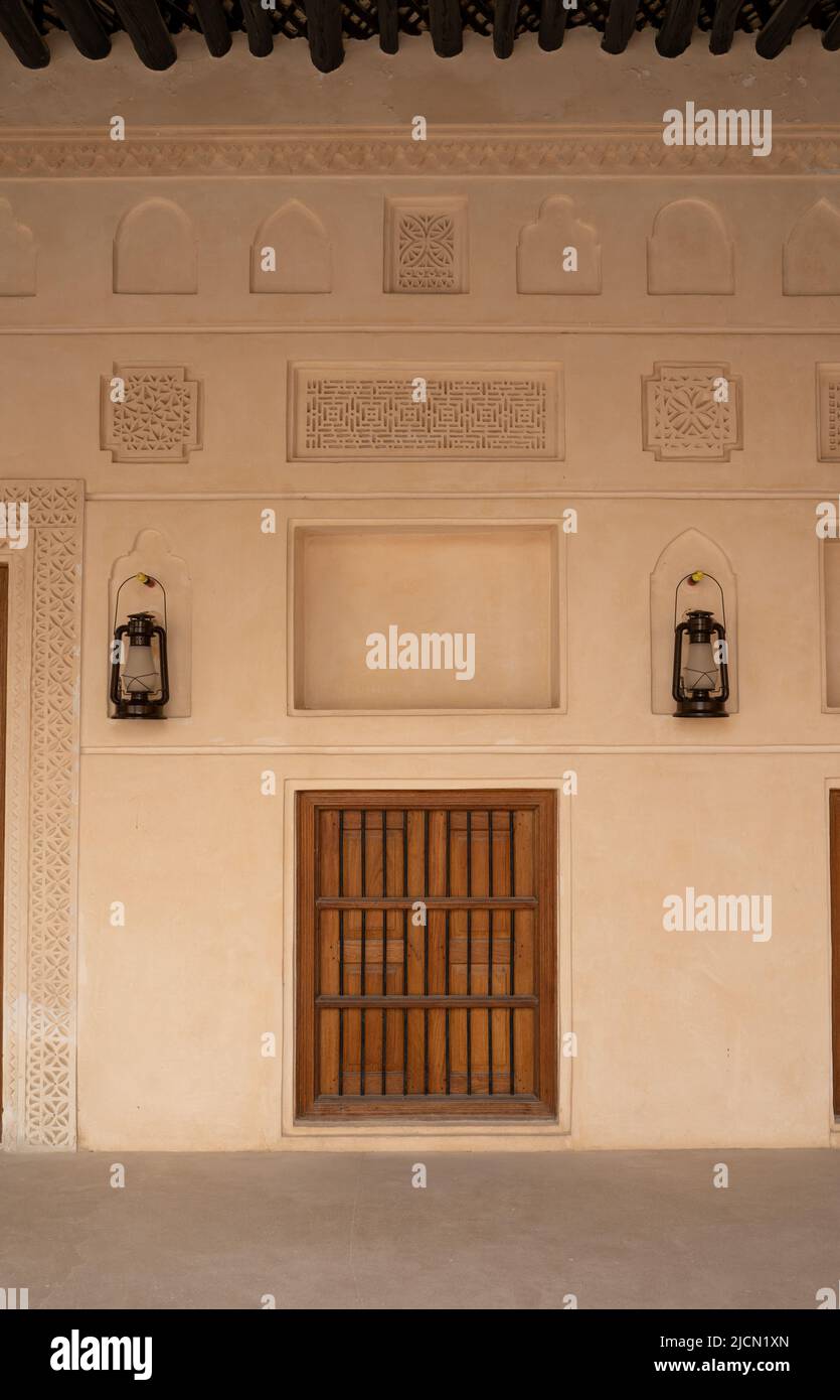 doha, qatar- June 06,2022 :traditional qatari house exterior at the ...