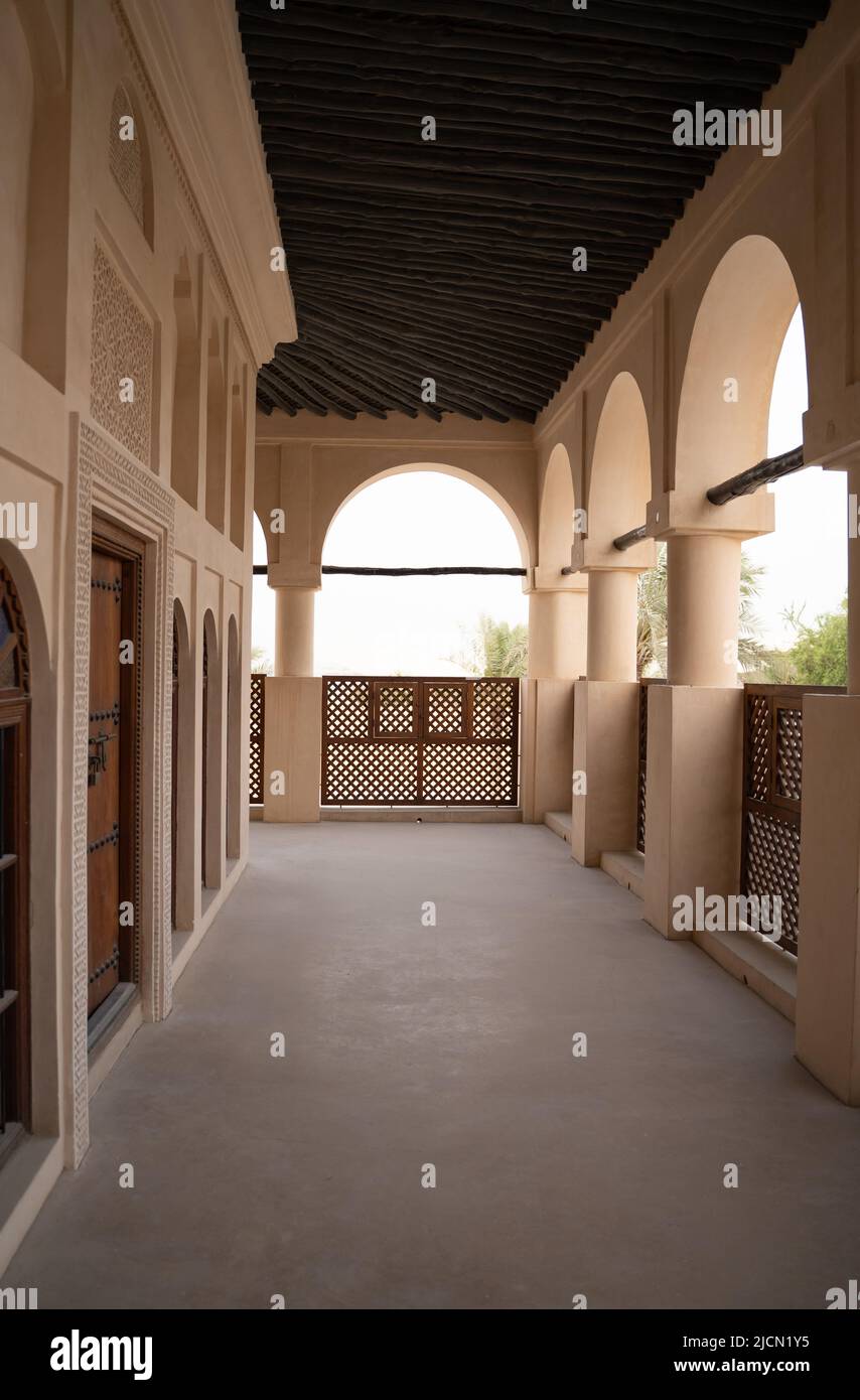 doha, qatar- June 06,2022 :traditional qatari house exterior at the ...