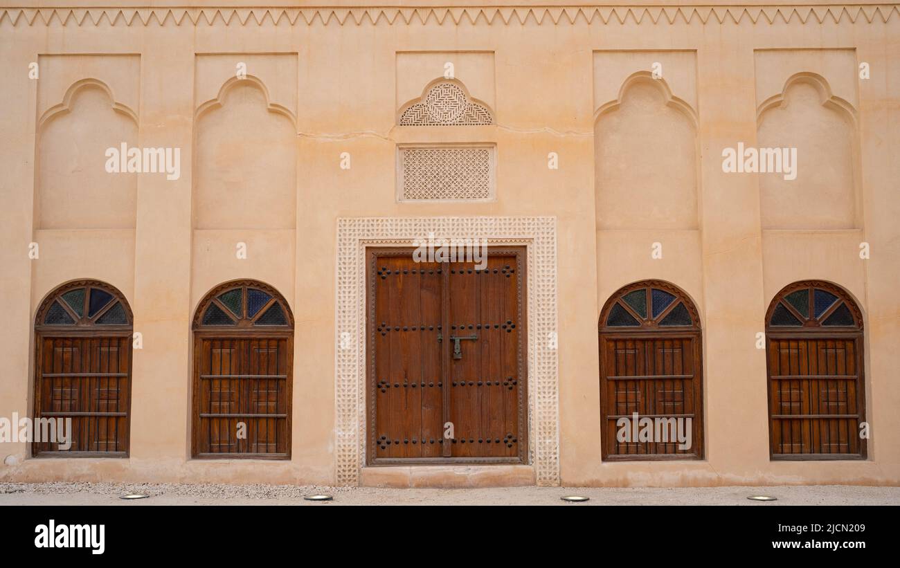 doha, qatar- June 06,2022 :traditional qatari house exterior at the ...