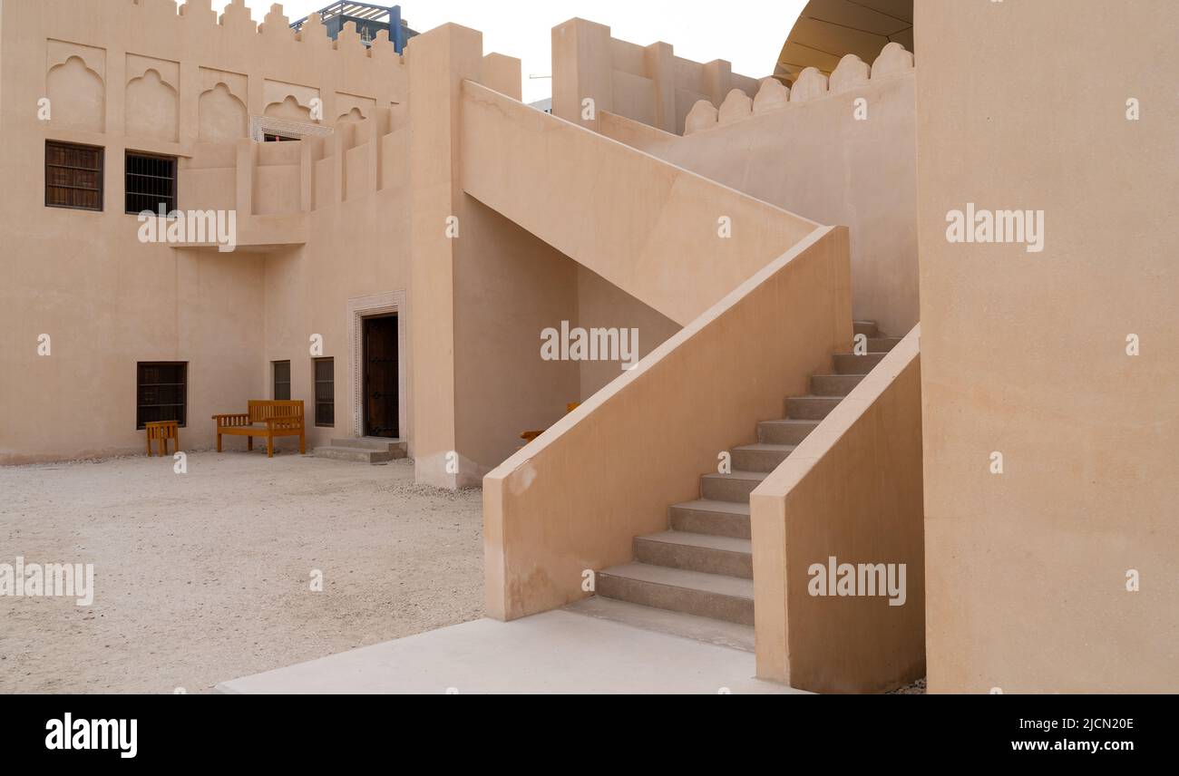 doha, qatar- June 06,2022 :traditional qatari house exterior at the ...