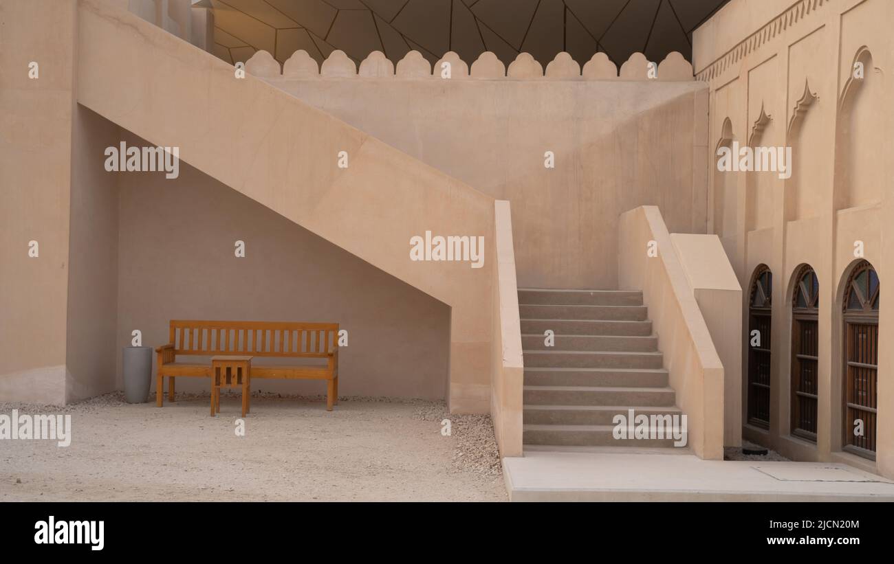 doha, qatar- June 06,2022 :traditional qatari house exterior at the ...