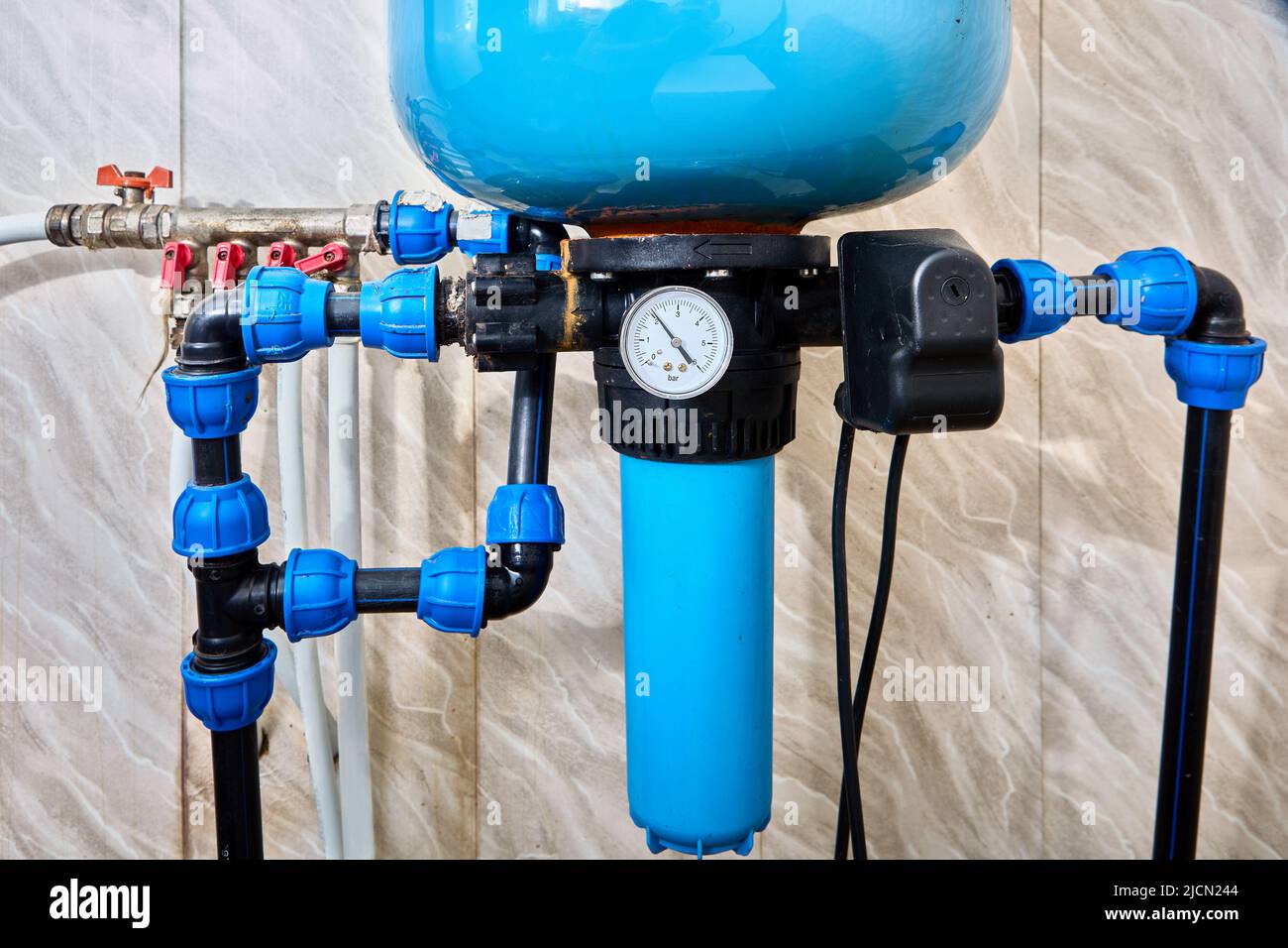 Bladder type well pressure tank is most common and modern one indoors ...