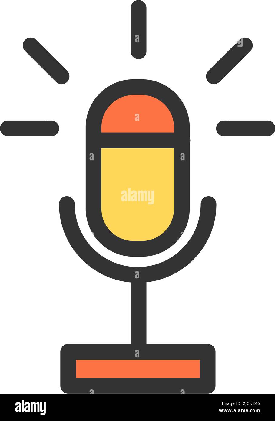 Recording podcast microphone flat vector icon. Mic object Stock Vector ...