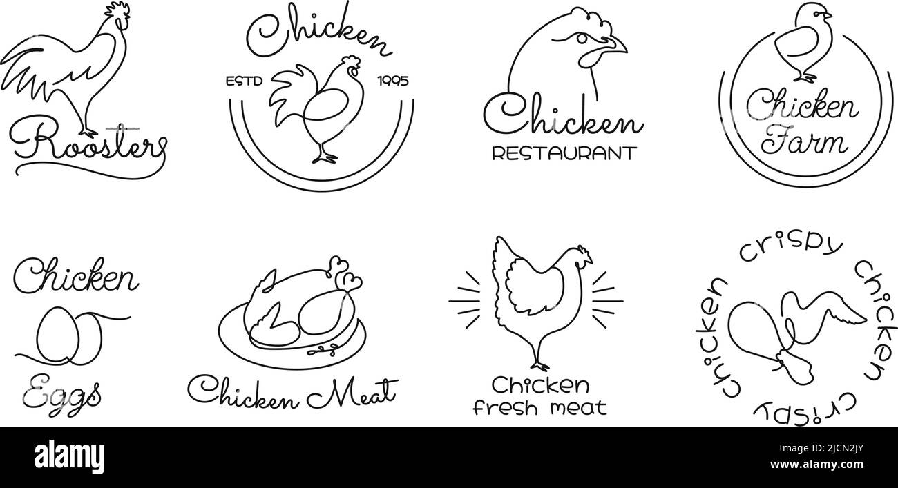 Chicken emblem. Eggs and meat labels for bird farm and food restaurant ...