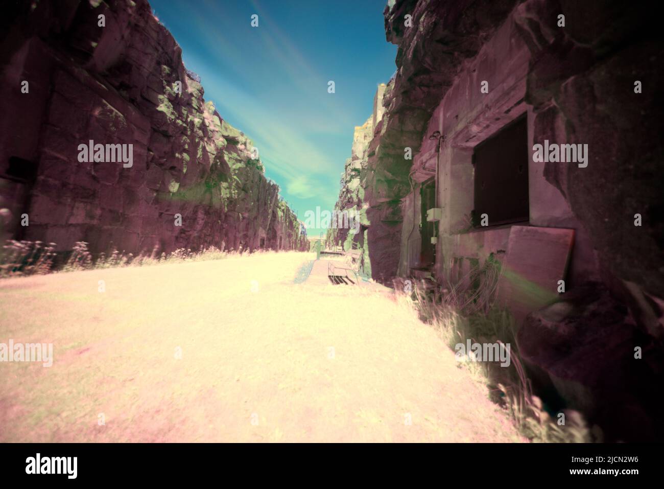 King Oscar II's fort in infrared with red/blue channel swap Stock Photo ...