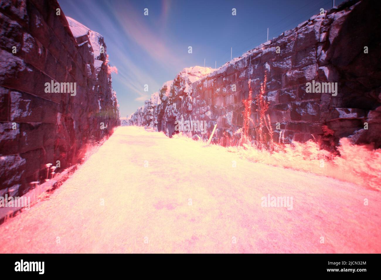 King Oscar II's fort in infrared with red/blue channel swap Stock Photo ...