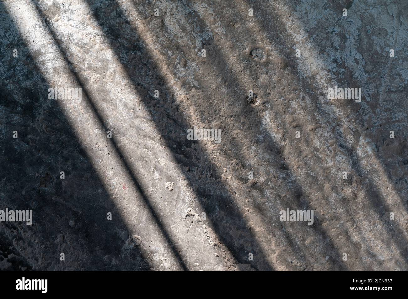 Shadows and sunlight diagonally on the concrete floor. Abstract shadows ...