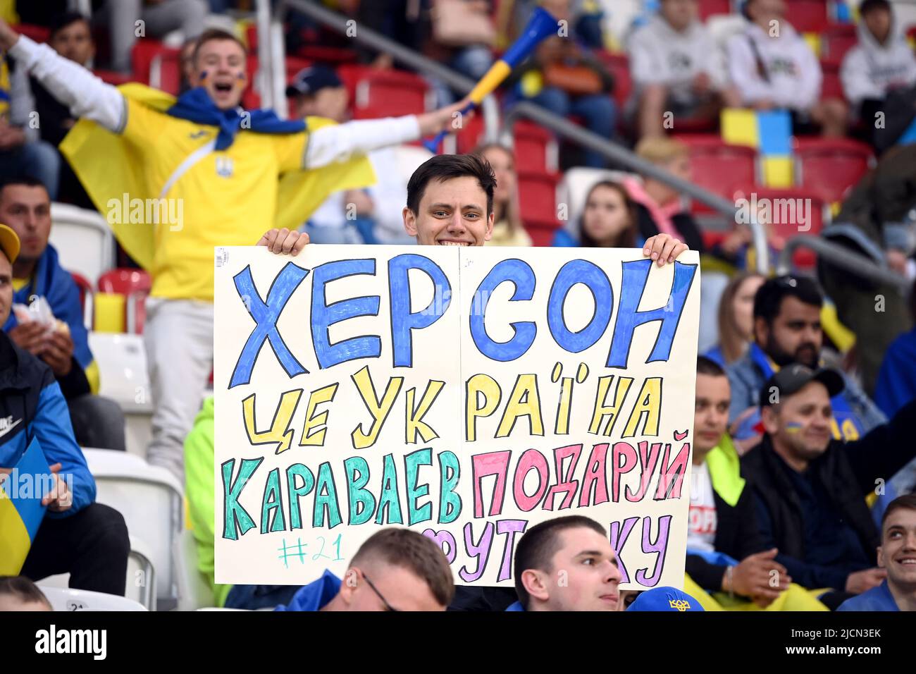 Ukraine fans in the stands during the UEFA Nations League match at the ...