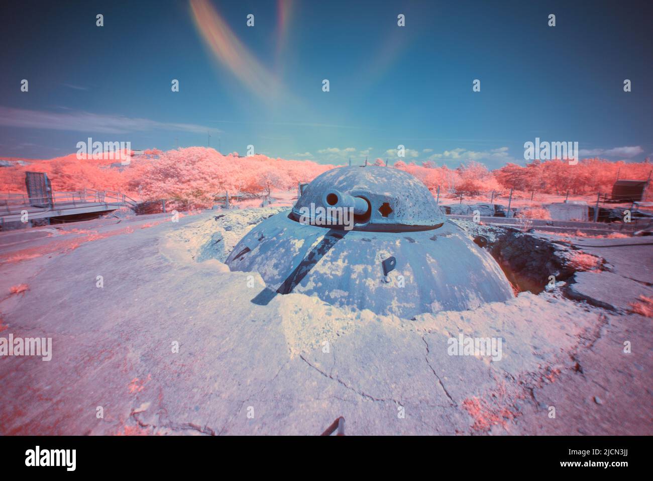 King Oscar II's fort in infrared with red/blue channel swap Stock Photo ...