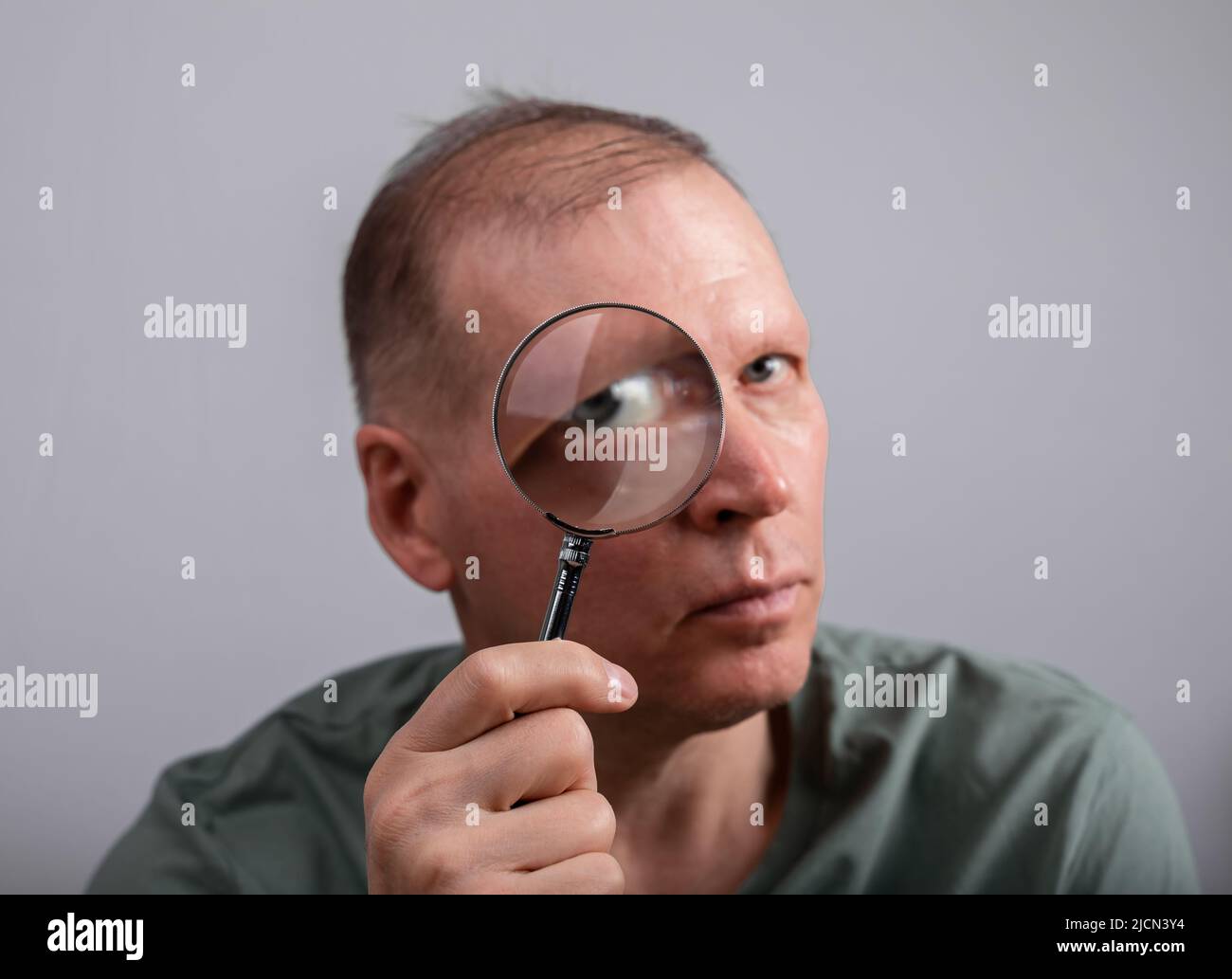 Eye problem, disease concept. Pain, ache and eyesight checking. Woman ...