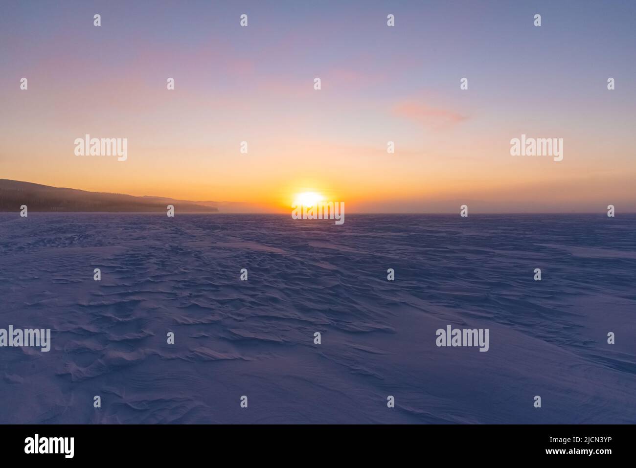 Winter frozen lake scene in northern Canada on a stunning arctic ...