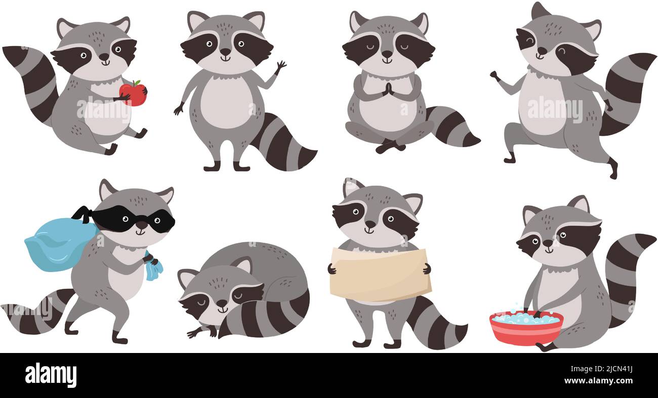 Raccoon mascot. Funny thief coon, mammal animal character and cute ...