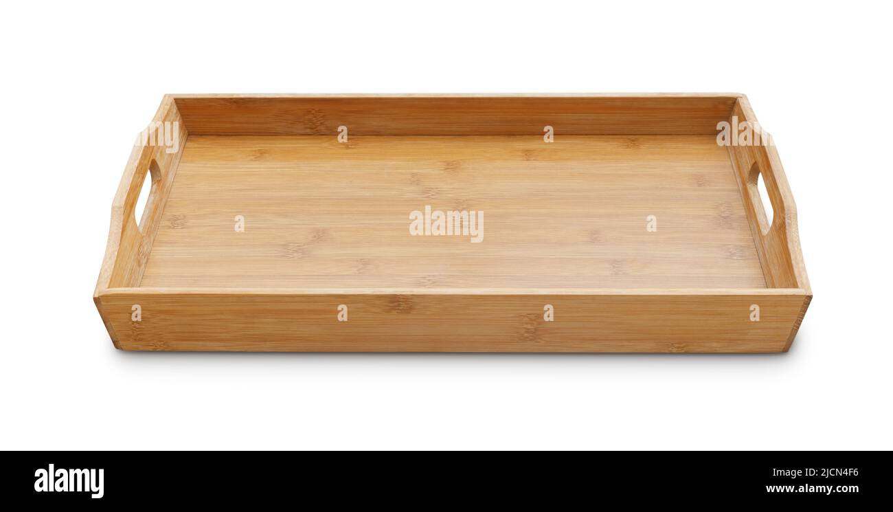 Front view of empty wooden serving tray isolated on white Stock Photo ...