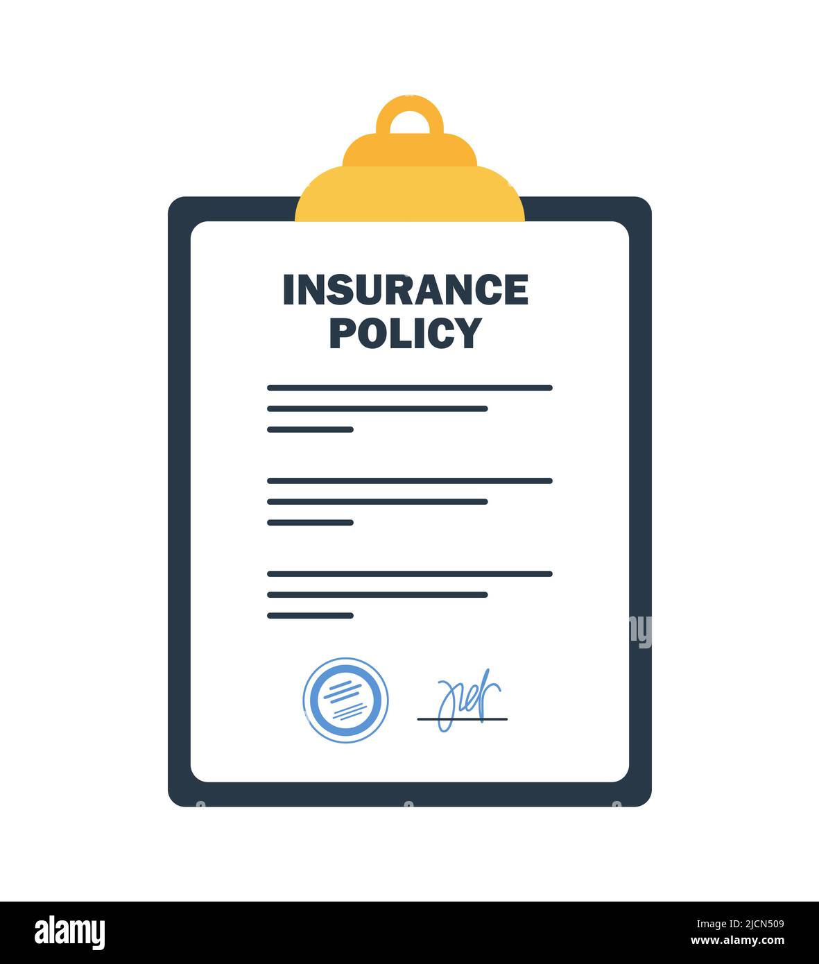 Insurance policy on clipboard. Company agreement contract document ...
