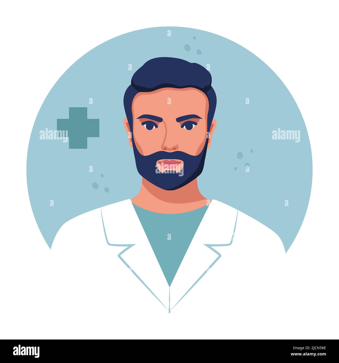 Doctor round avatar. Medicine flat avatar with male doctor. Medical ...
