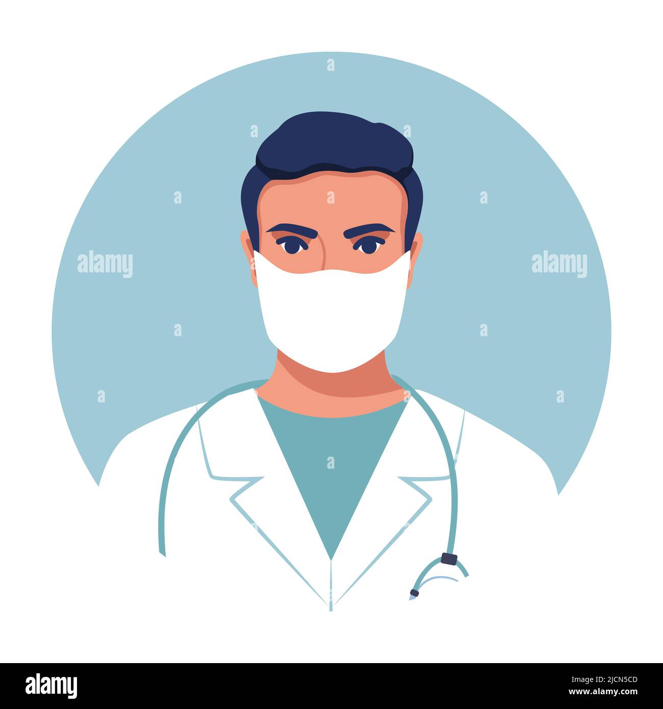 Doctor round avatar. Medicine flat avatar with male doctor. Medical ...