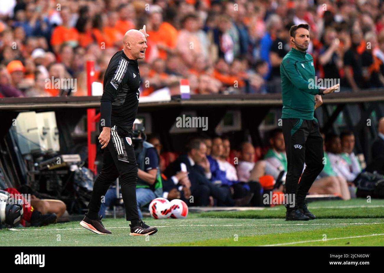 Wales manager Rob Page on the touchline during the UEFA Nations League ...