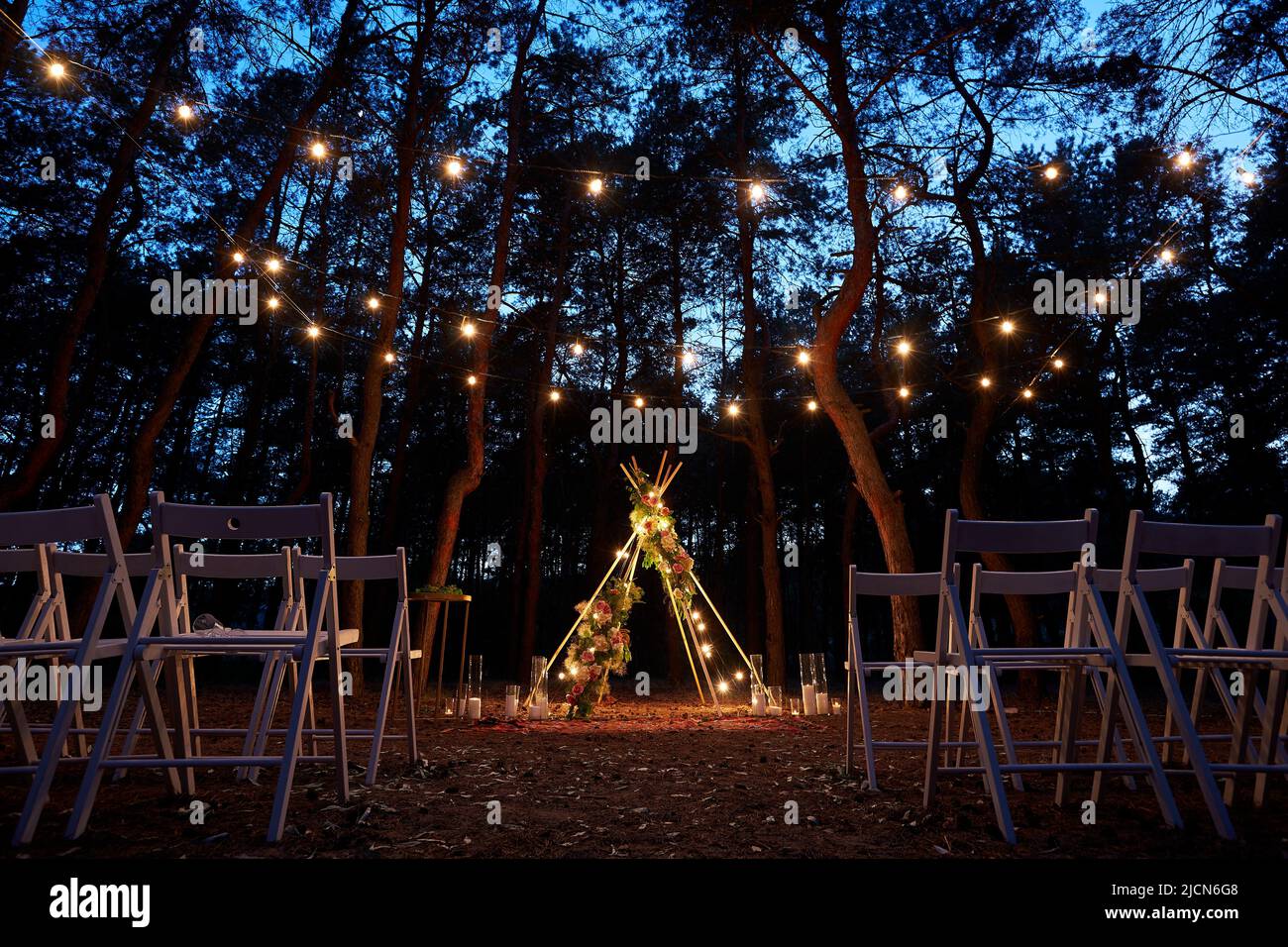 forest wedding lights