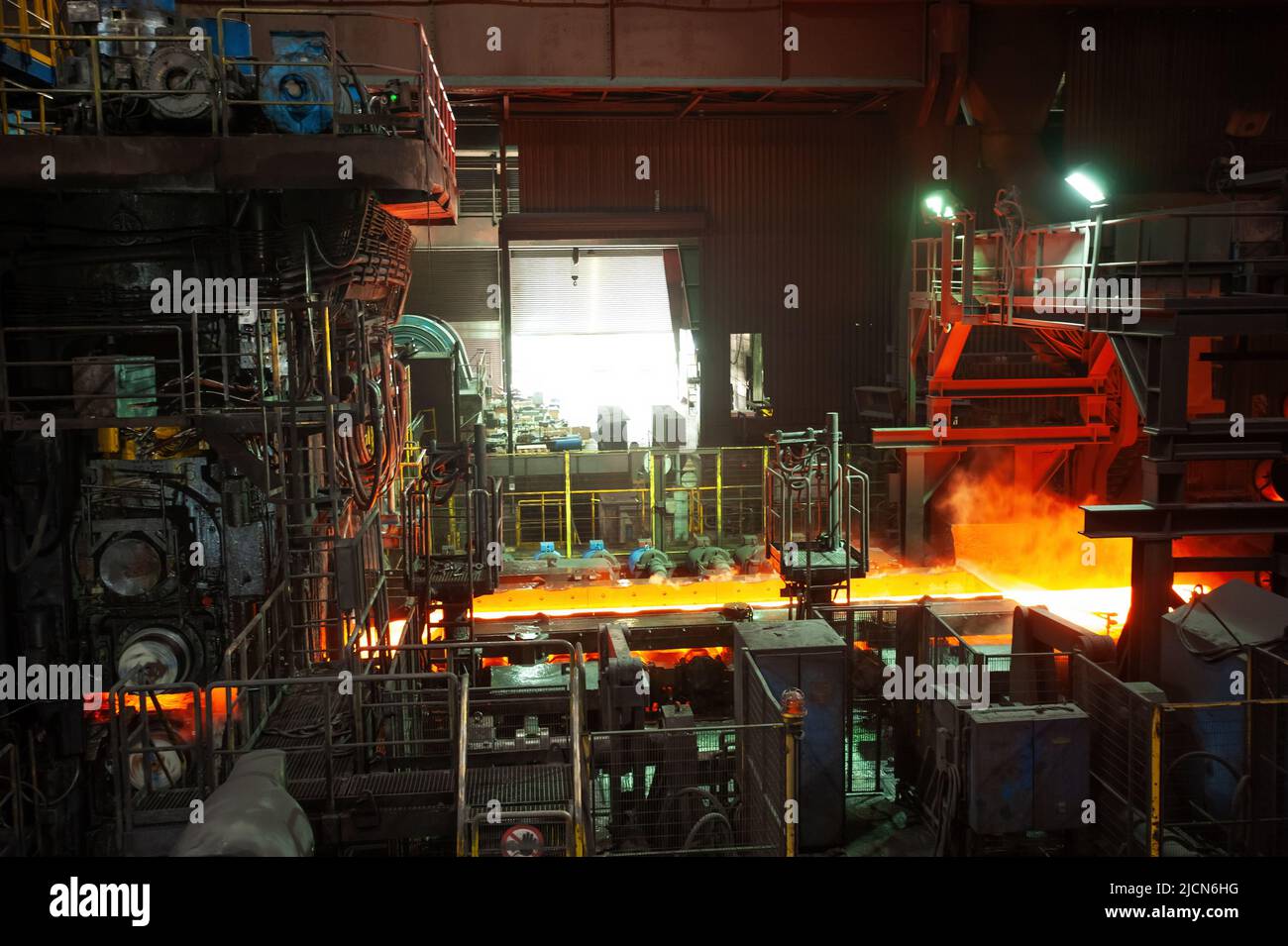 Metallurgical factory in Germany, hot rolled metal conveyor, sheet ...