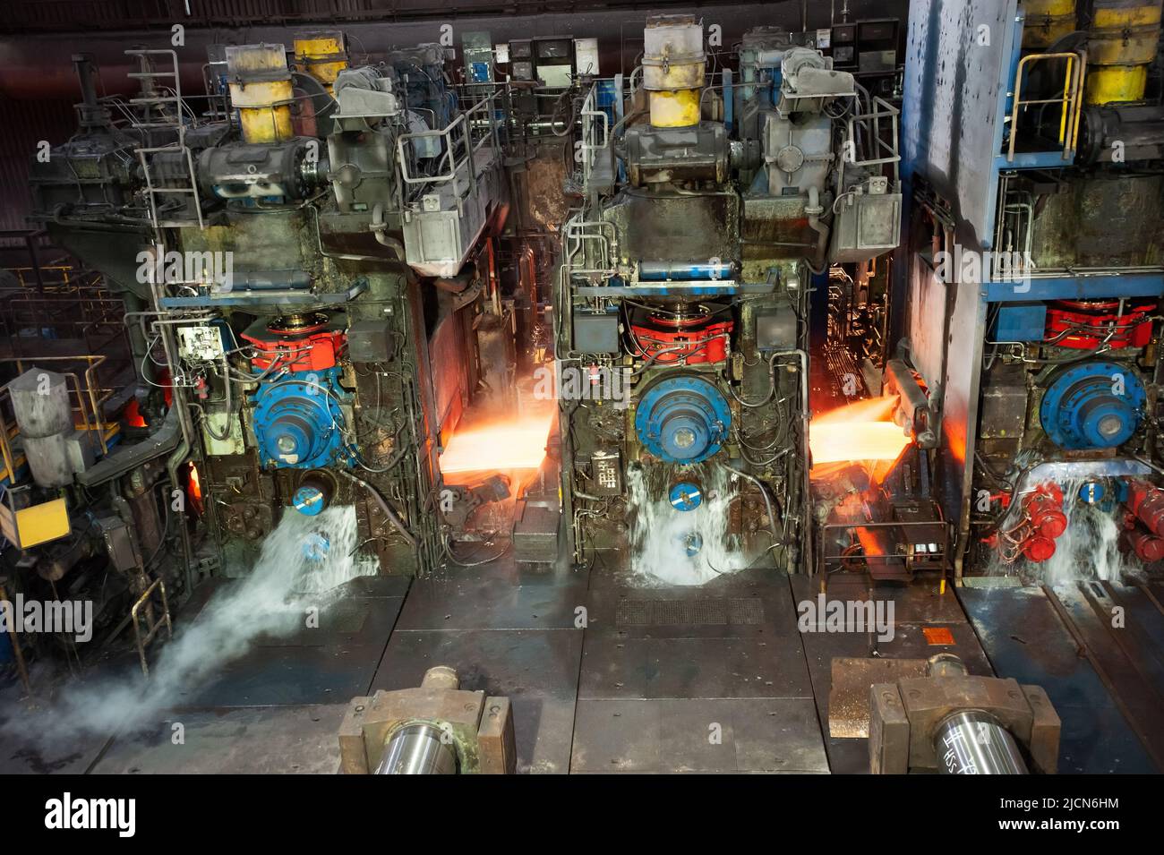 Metallurgical factory in Germany, hot rolled metal conveyor, sheet ...