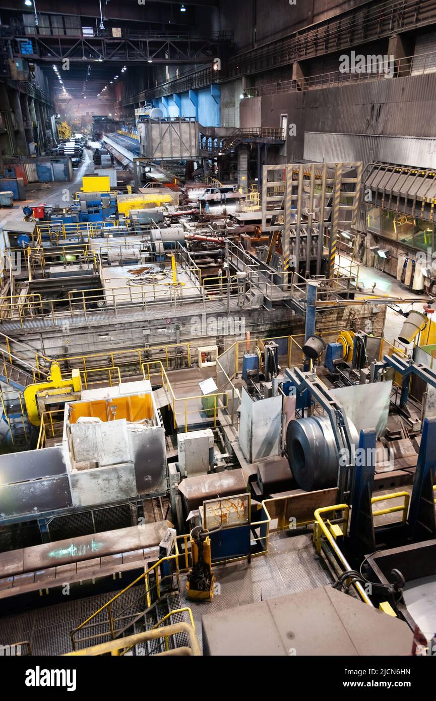 Metallurgical factory in Germany, hot rolled metal conveyor, sheet ...