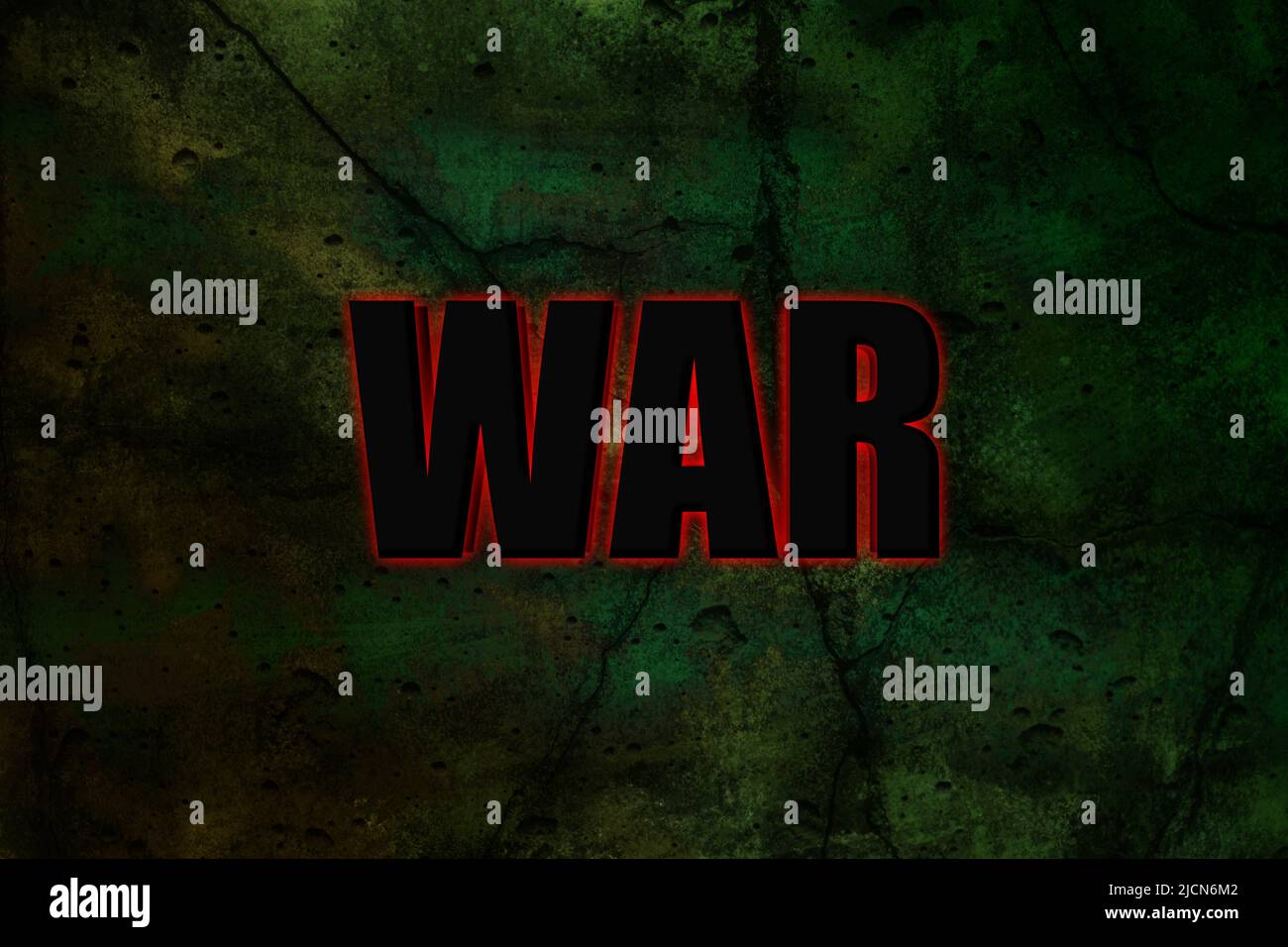 War word in black with red highlight on dark green gradient with ...