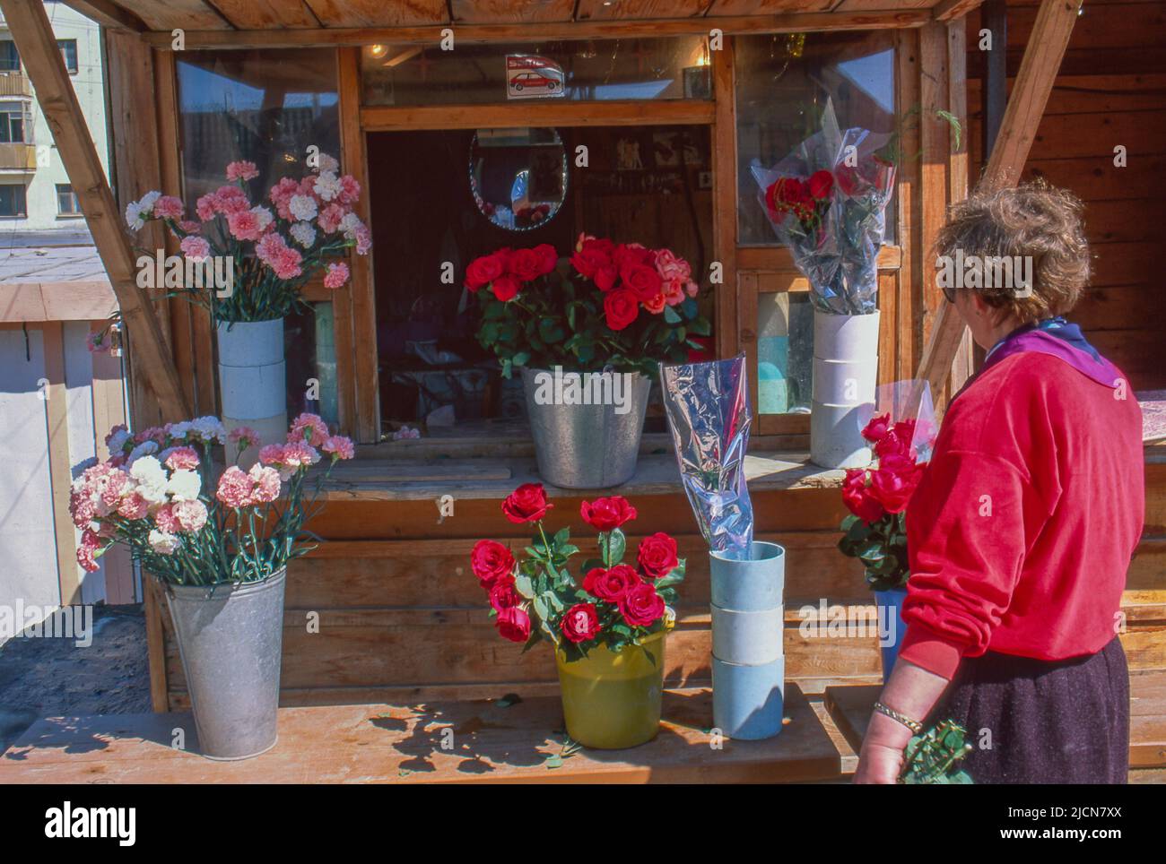 Flower seller in Magadan, formerly called Kolyma, site of one of Stalin ...
