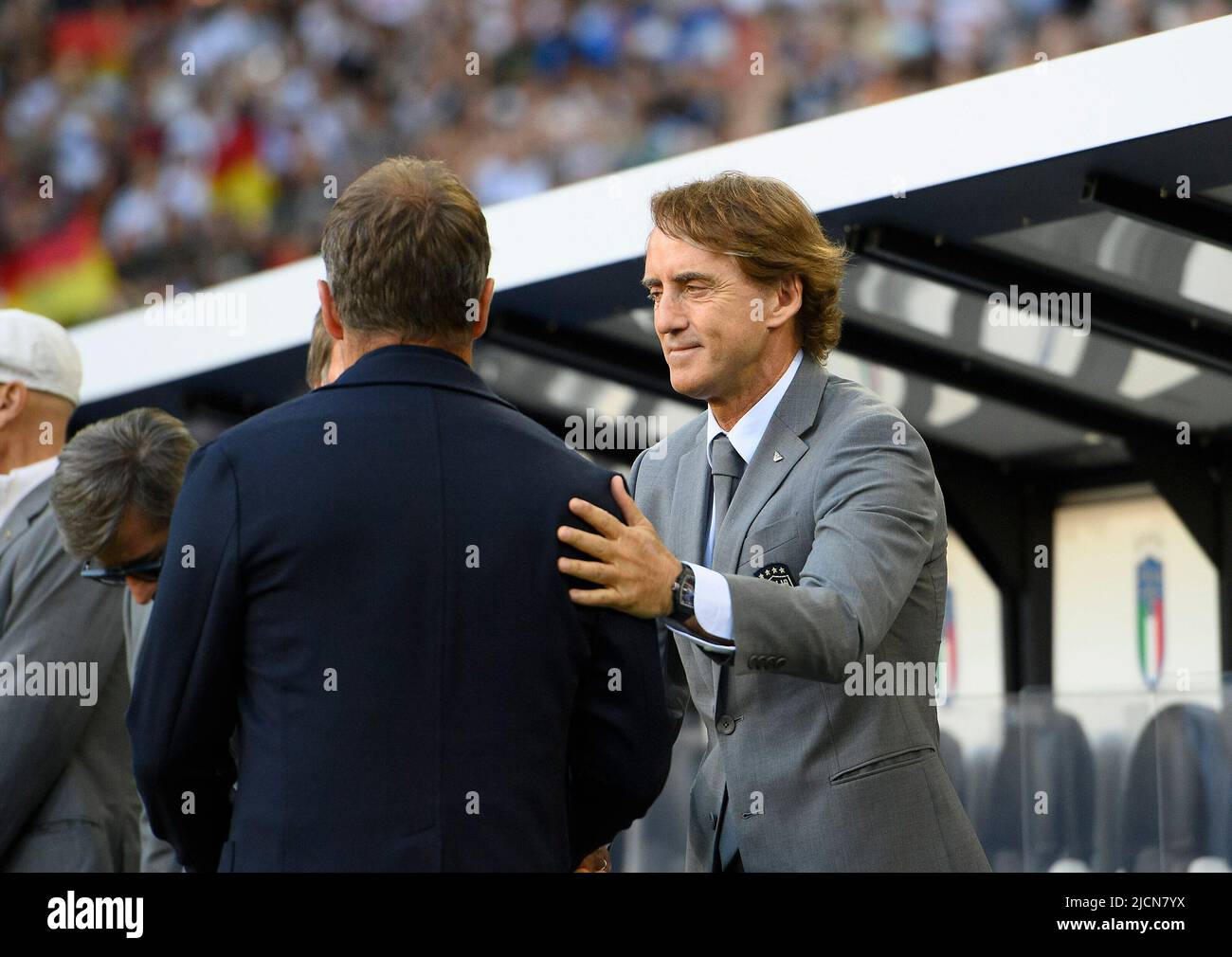coach Roberto MANCINI (ITA) welcomes national coach Hans Dieter Hansi ...