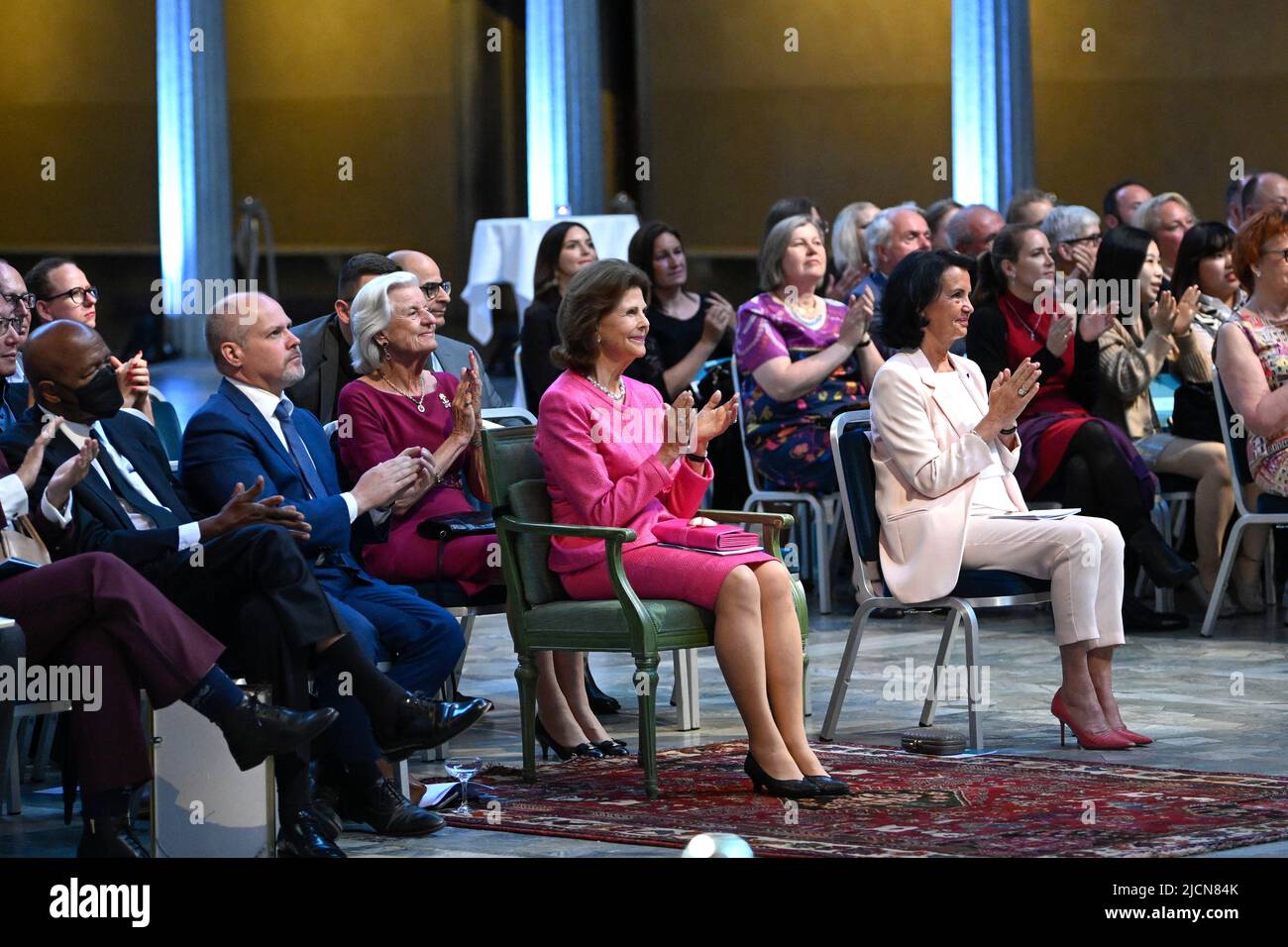 STOCKHOLM 20220614 Queen Silvia (C) and Minister of Justice Morgan ...