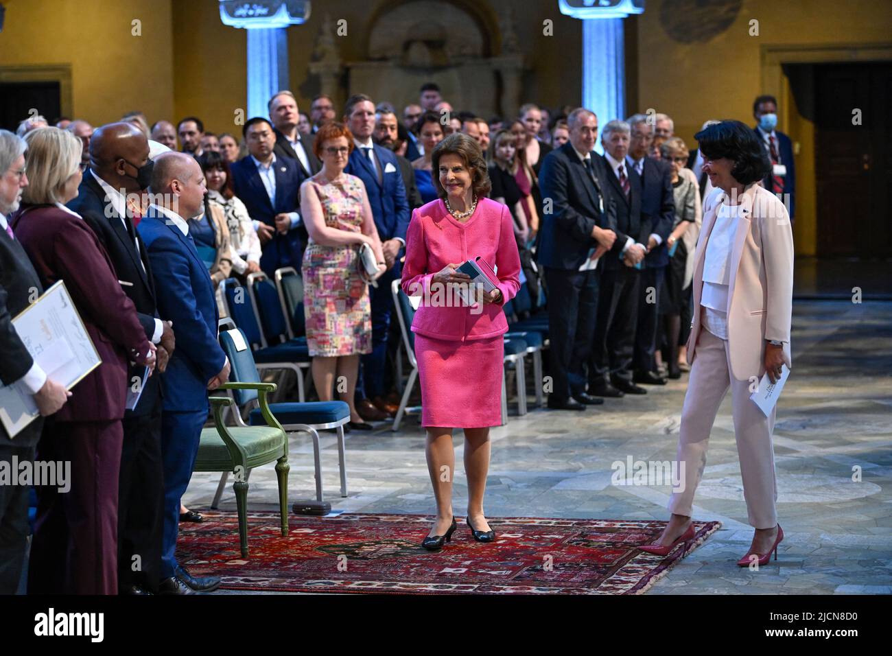 STOCKHOLM 20220614 Queen Silvia (C) and Minister of Justice Morgan ...