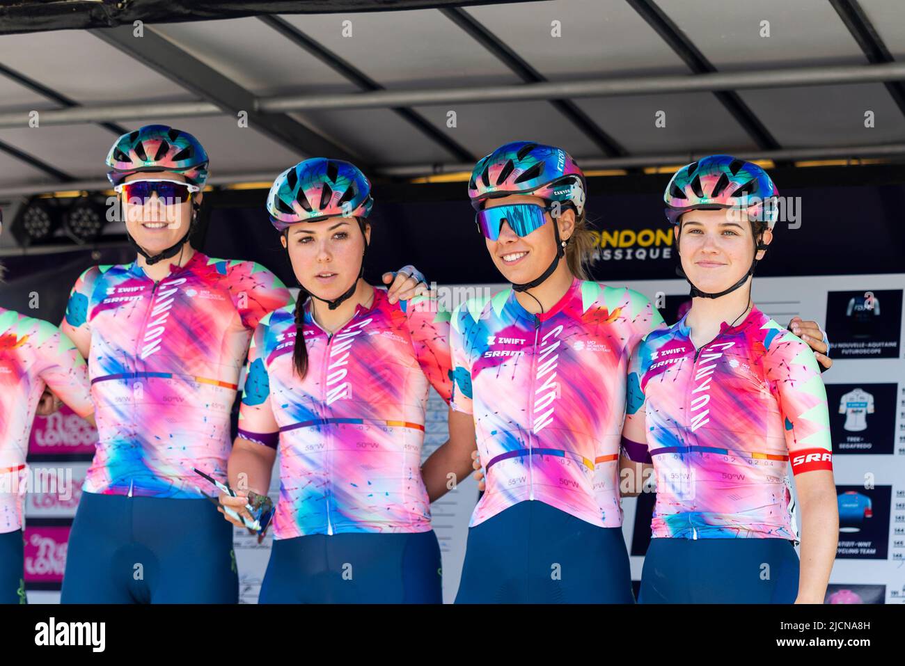 Sarah Roy, Lisa Klein, Shari Bossuyt, Neve Bradbury cyclists of Canyon ...