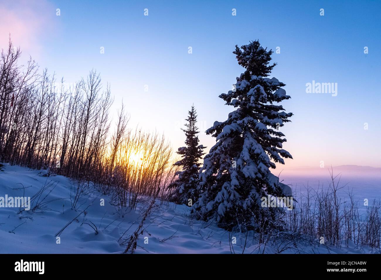 Winter frozen lake scene in northern Canada on a stunning arctic ...