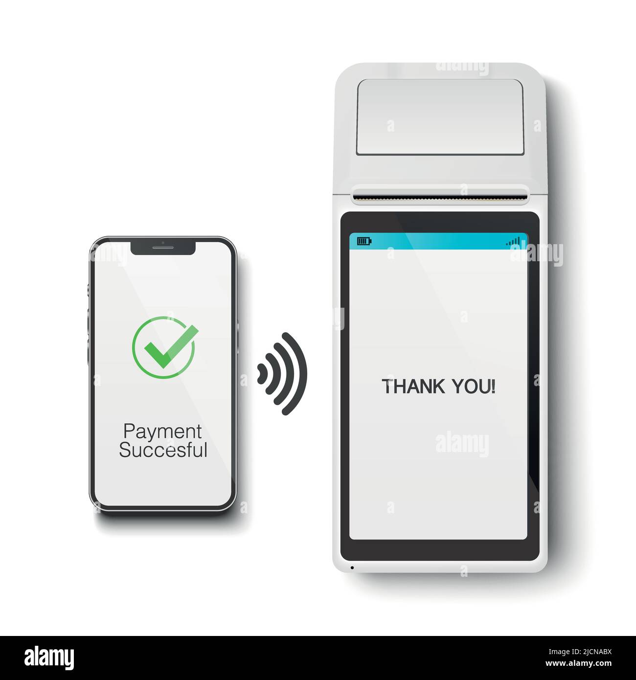 Vector 3d NFC Payment Machine and Smartphone. Payment Succesful ...