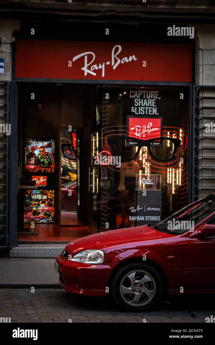 Two x red in Barcelona Stock Photo - Alamy