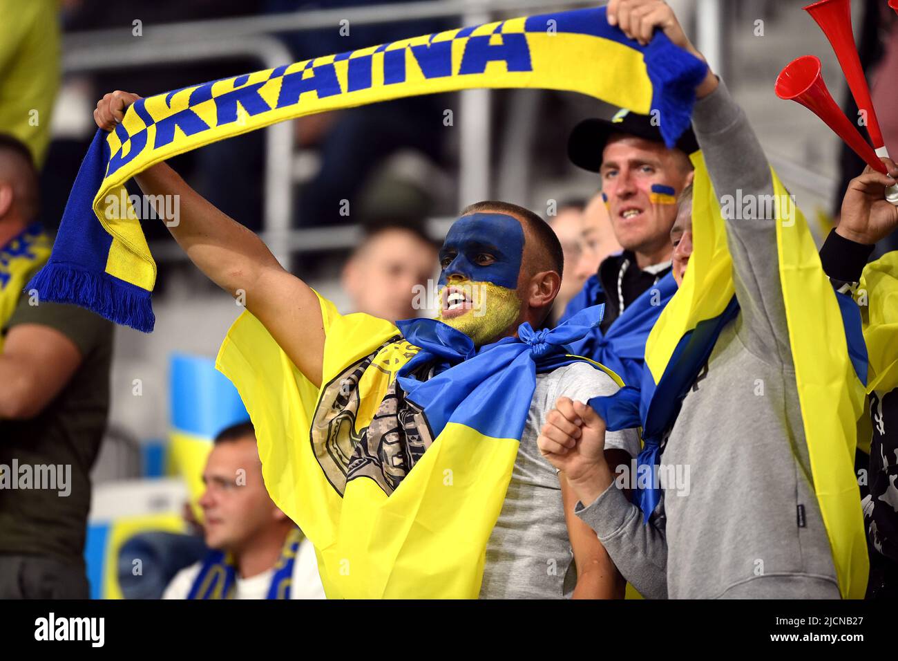 Ukraine fans in the stands during the UEFA Nations League match at the ...